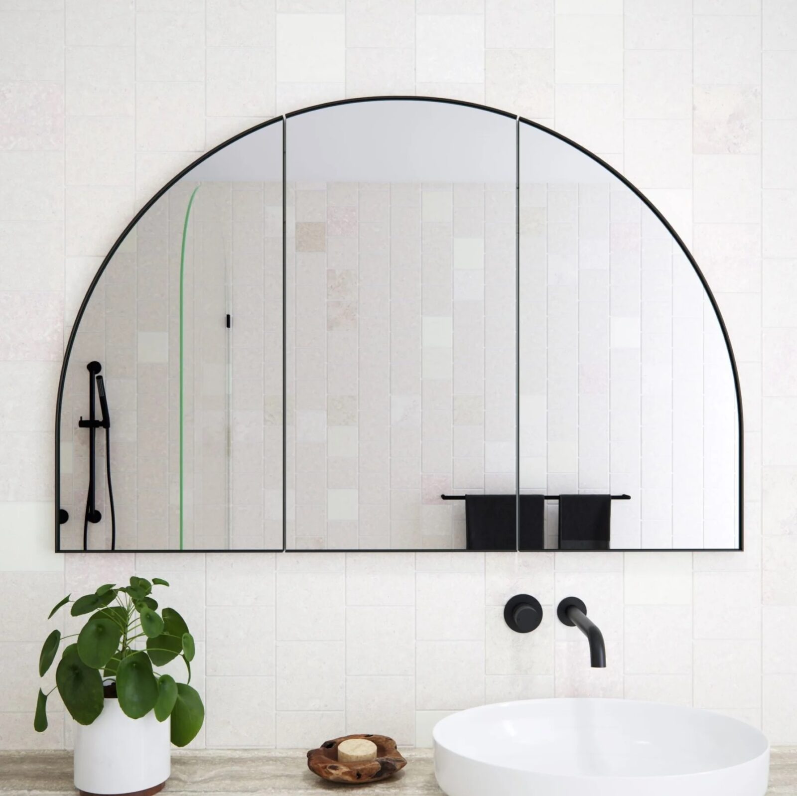 Blaine Arch Mirror Cabinet Black | Luxe Mirrors